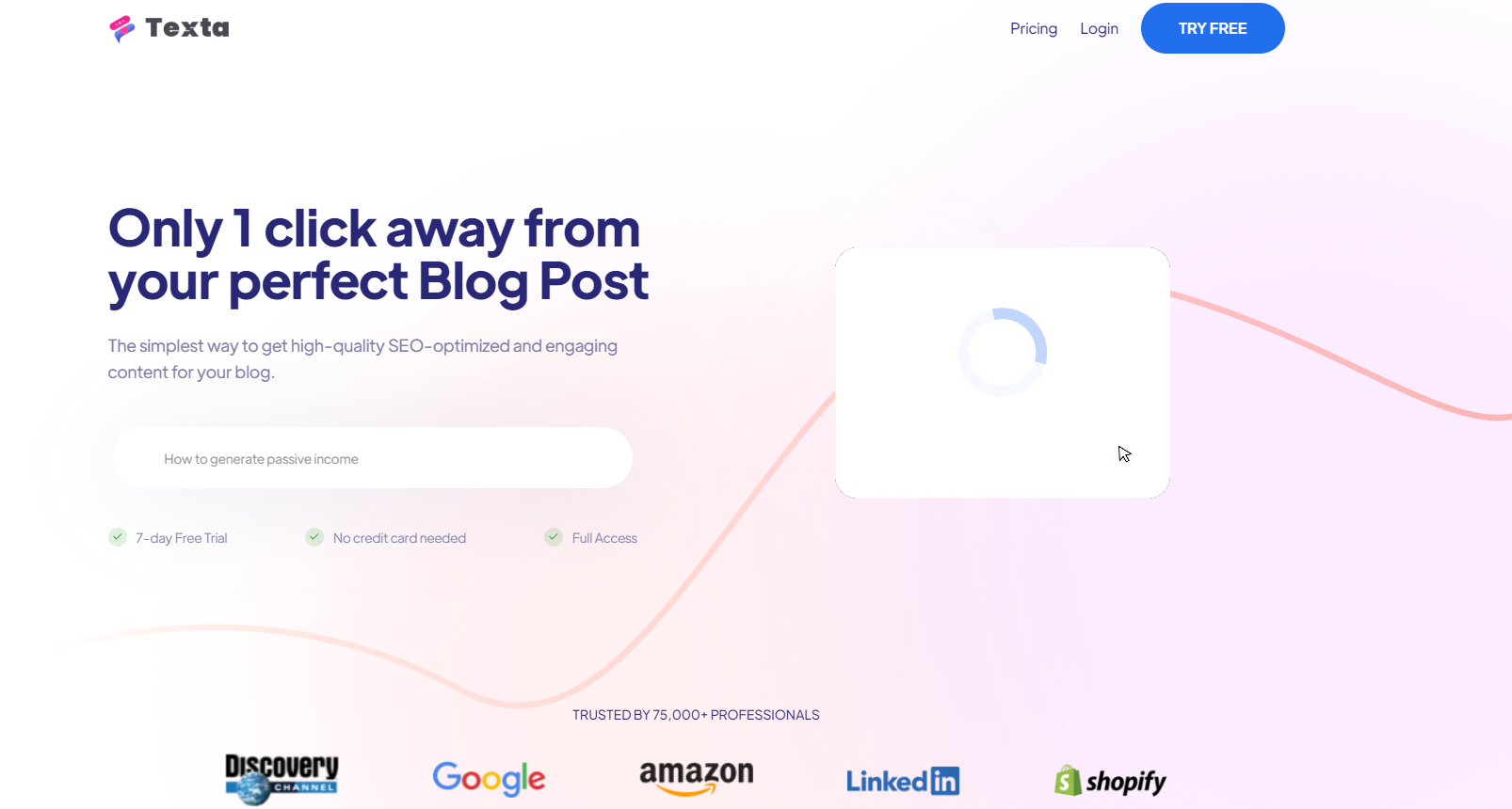 Texta: A SEO-optimized AI Online Writing Assistant