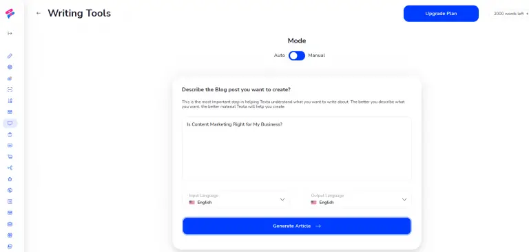 Texta: A SEO-optimized AI Online Writing Assistant