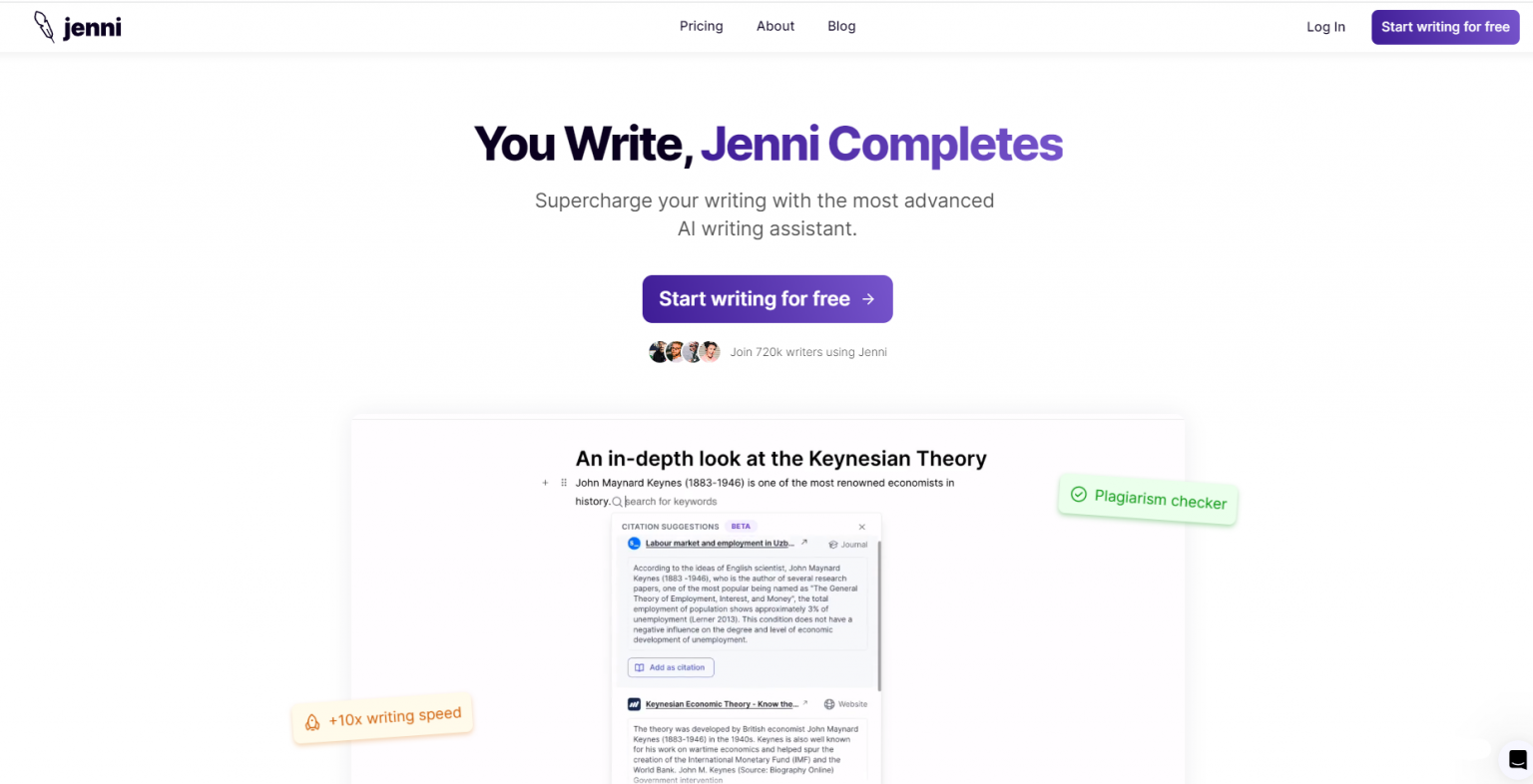 Jenni AI：超强AI在线写作助手