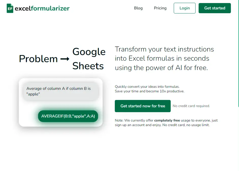 Excel-formularizer: AI Excel Formula Builder