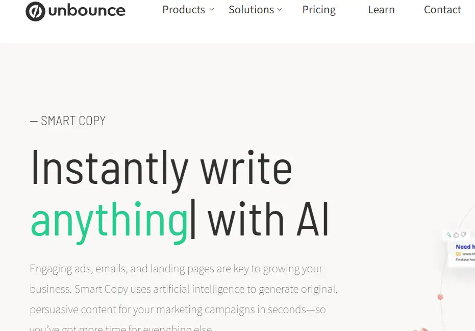 Unbounce Smart Copy: Efficient AI Writing Tool