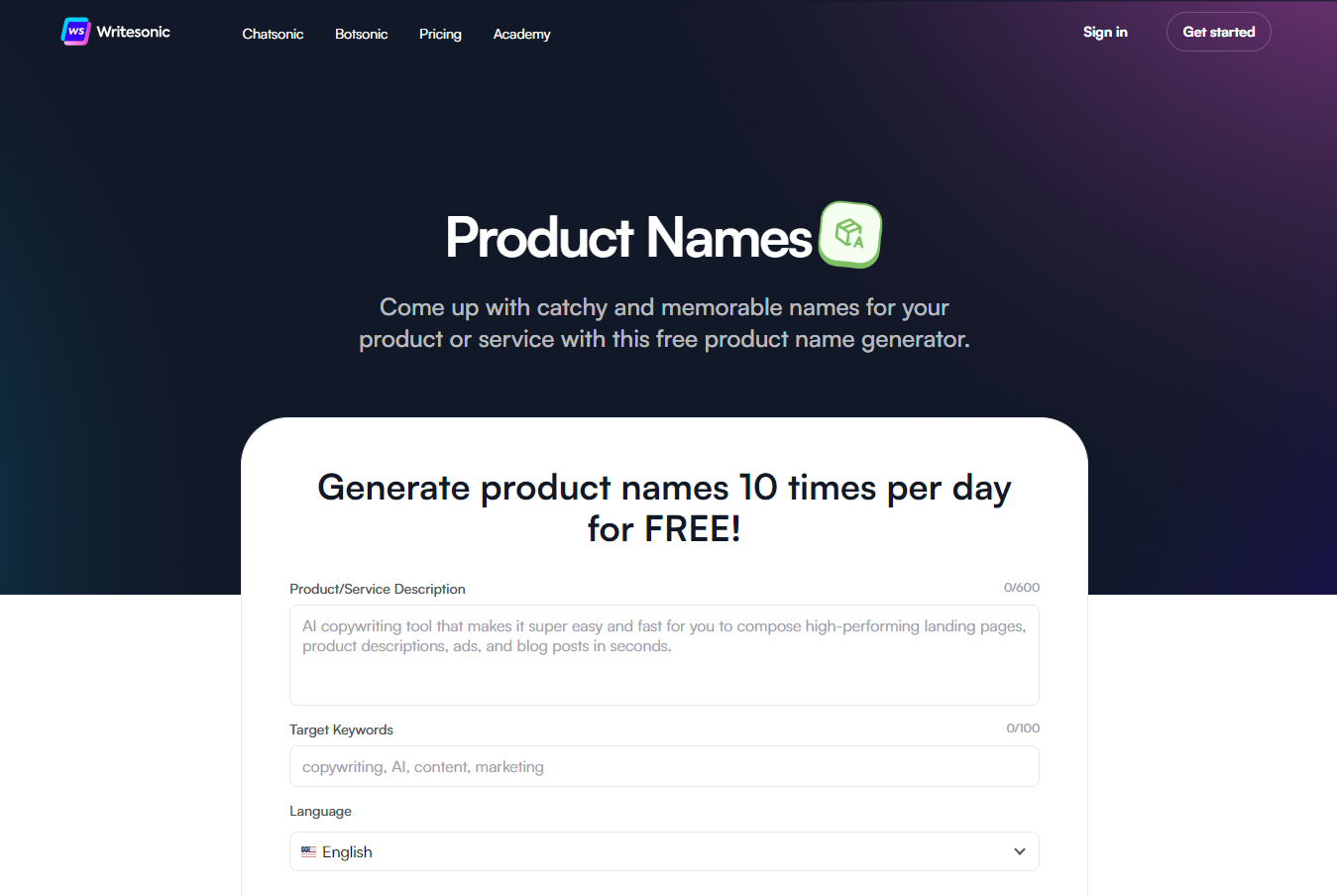 Discover the Magic of Writesonic's Product Name Generator