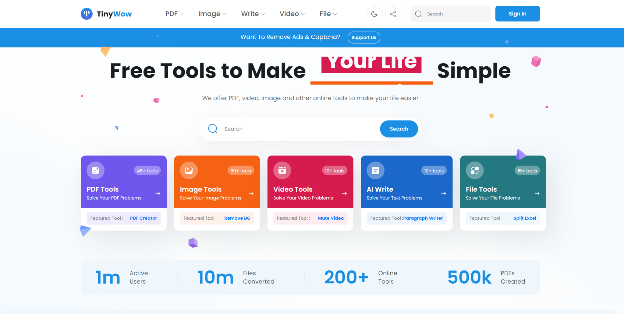 TinyWow: Free AI Tools Platform with Different Features