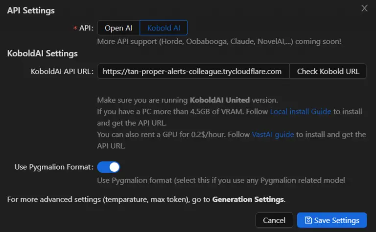 How to Use Koboldai Api url on Venus AI？ - AIToolMall