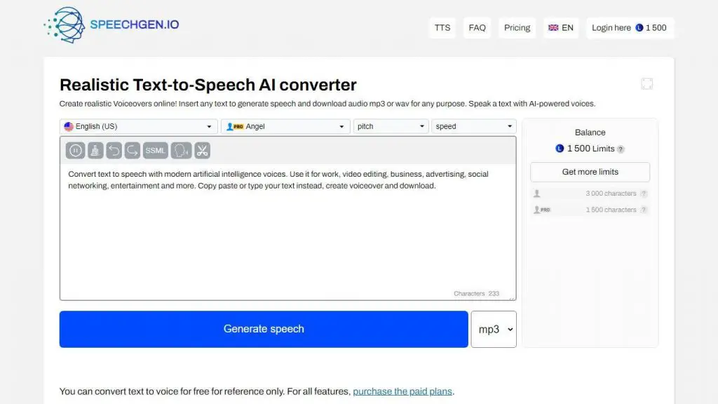 SpeechGen.io: Converting your text into natural-sounding speech